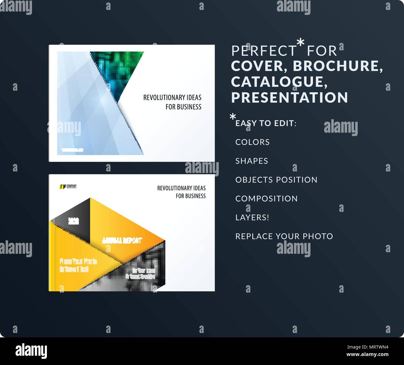 Material design style presentation template with colourful rectangles ...