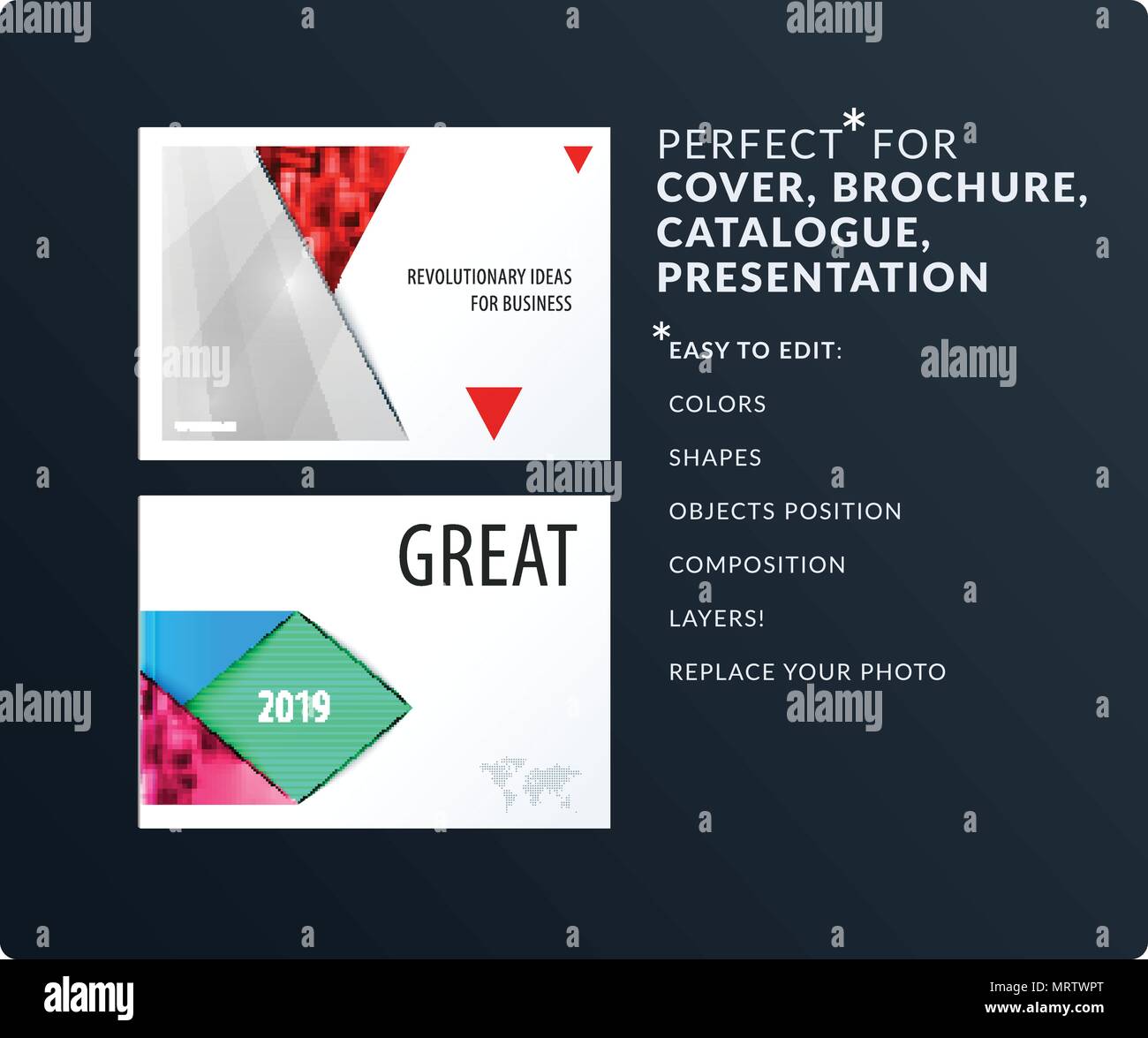 Material design style presentation template with colourful rectangles ...
