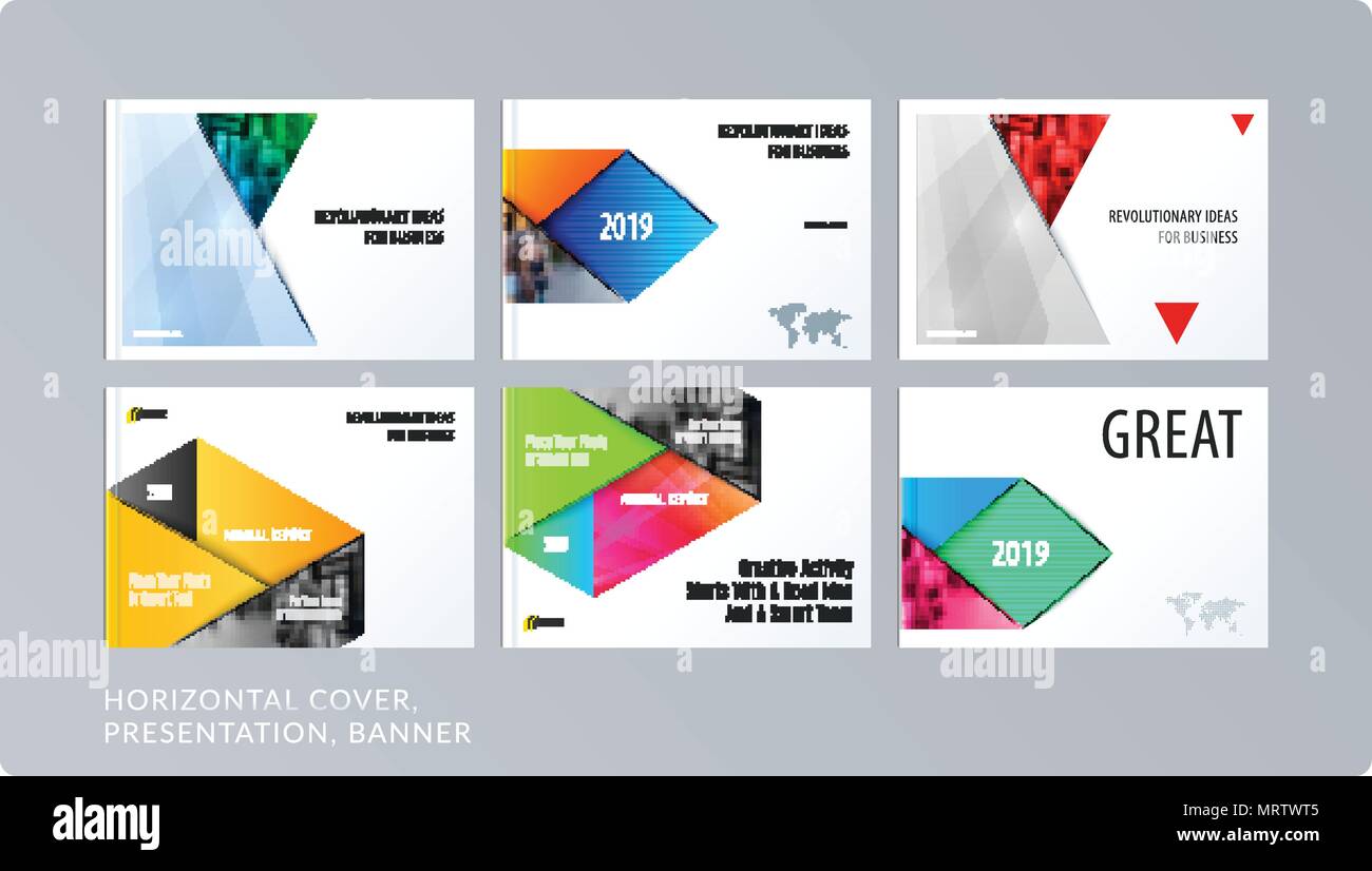 Material design style presentation template with colourful rectangles ...