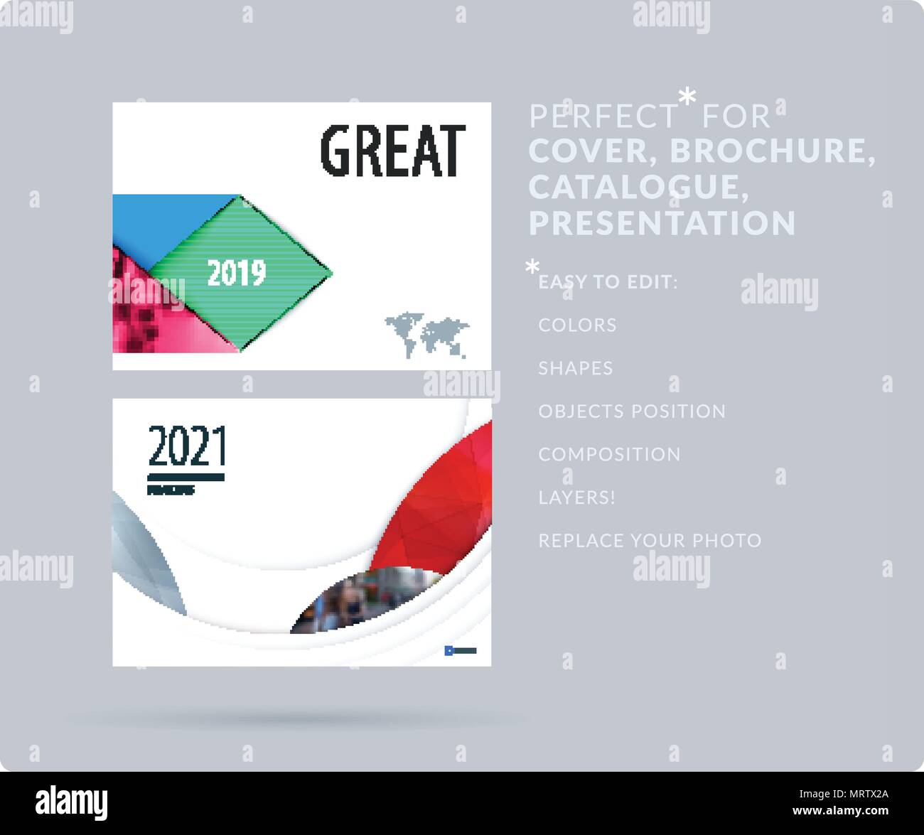 Material design style presentation template with colourful rectangles ...