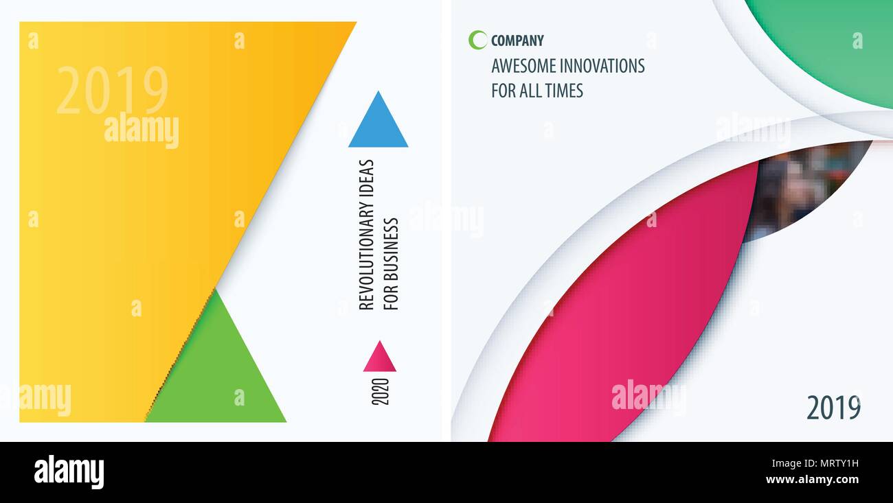 Abstract double-page brochure material design style with colourful ...