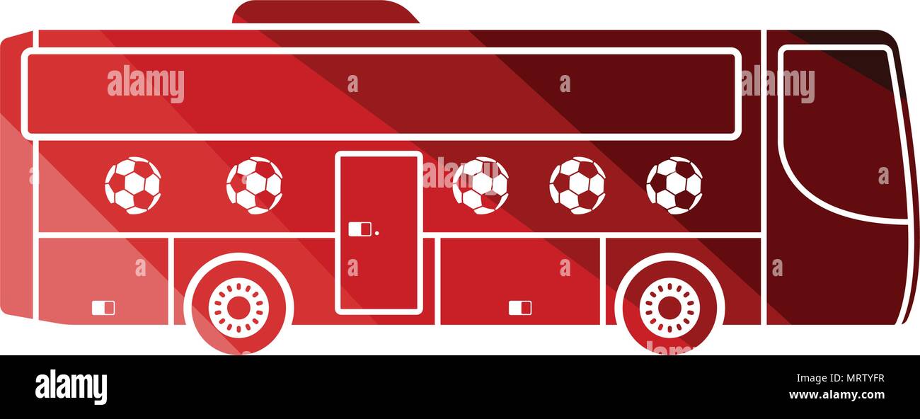 Football fan bus icon. Flat color design. Vector illustration Stock ...