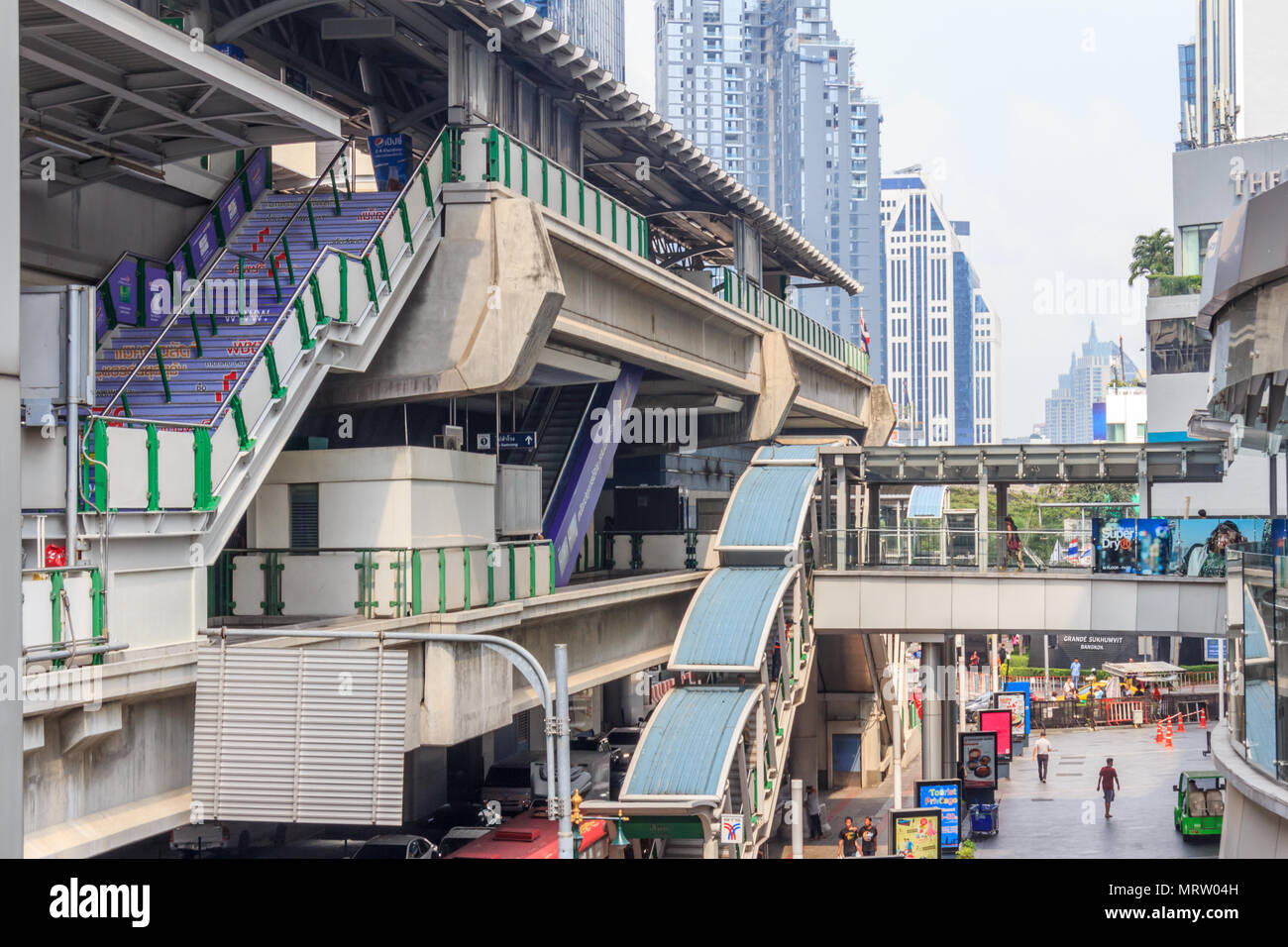Bangkok, Thailand-28th March 2018: Asoke BTS station. The line is part ...