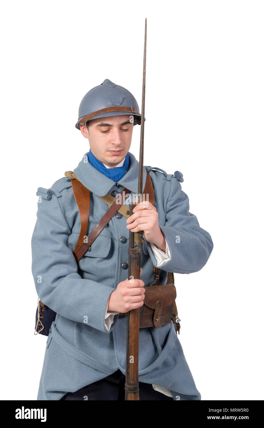 French soldier 1914 1918 isolated on a white background Stock Photo - Alamy