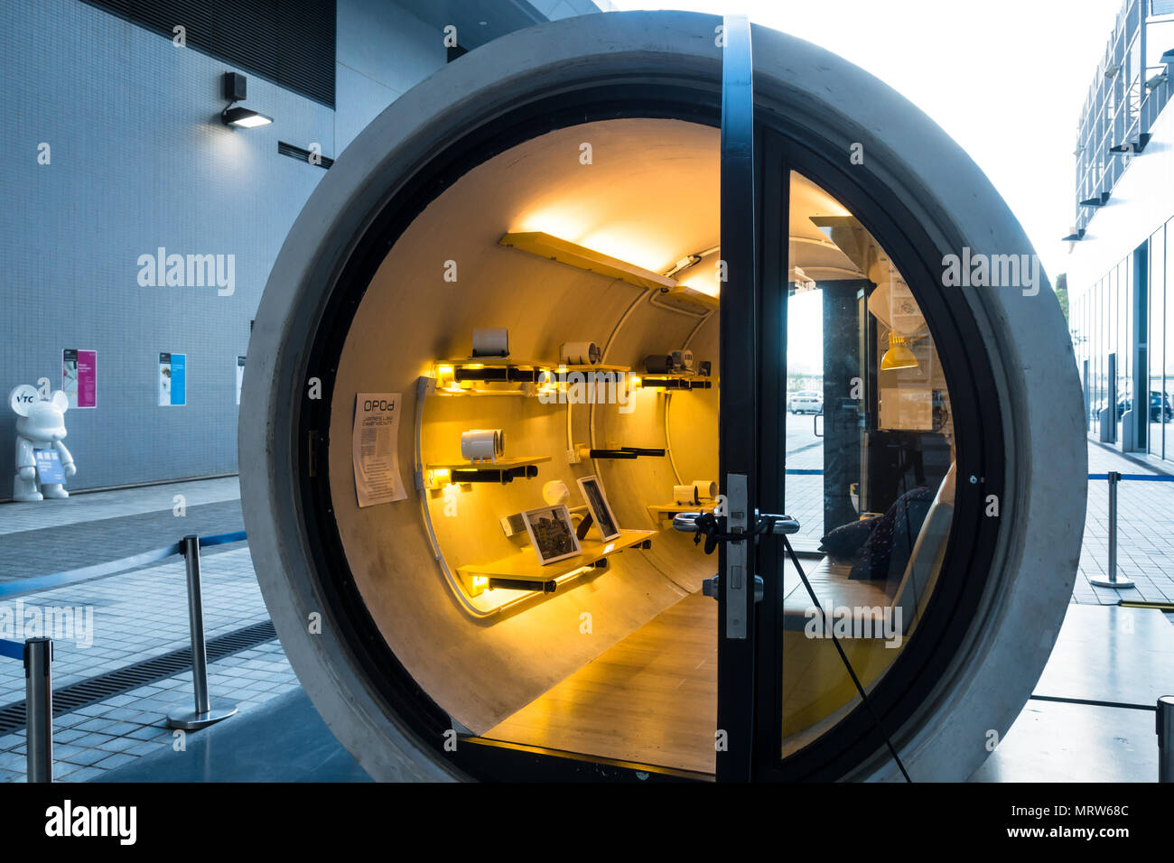Opod nano apartment in concrete pipe, small housing in Hong Kong Stock ...