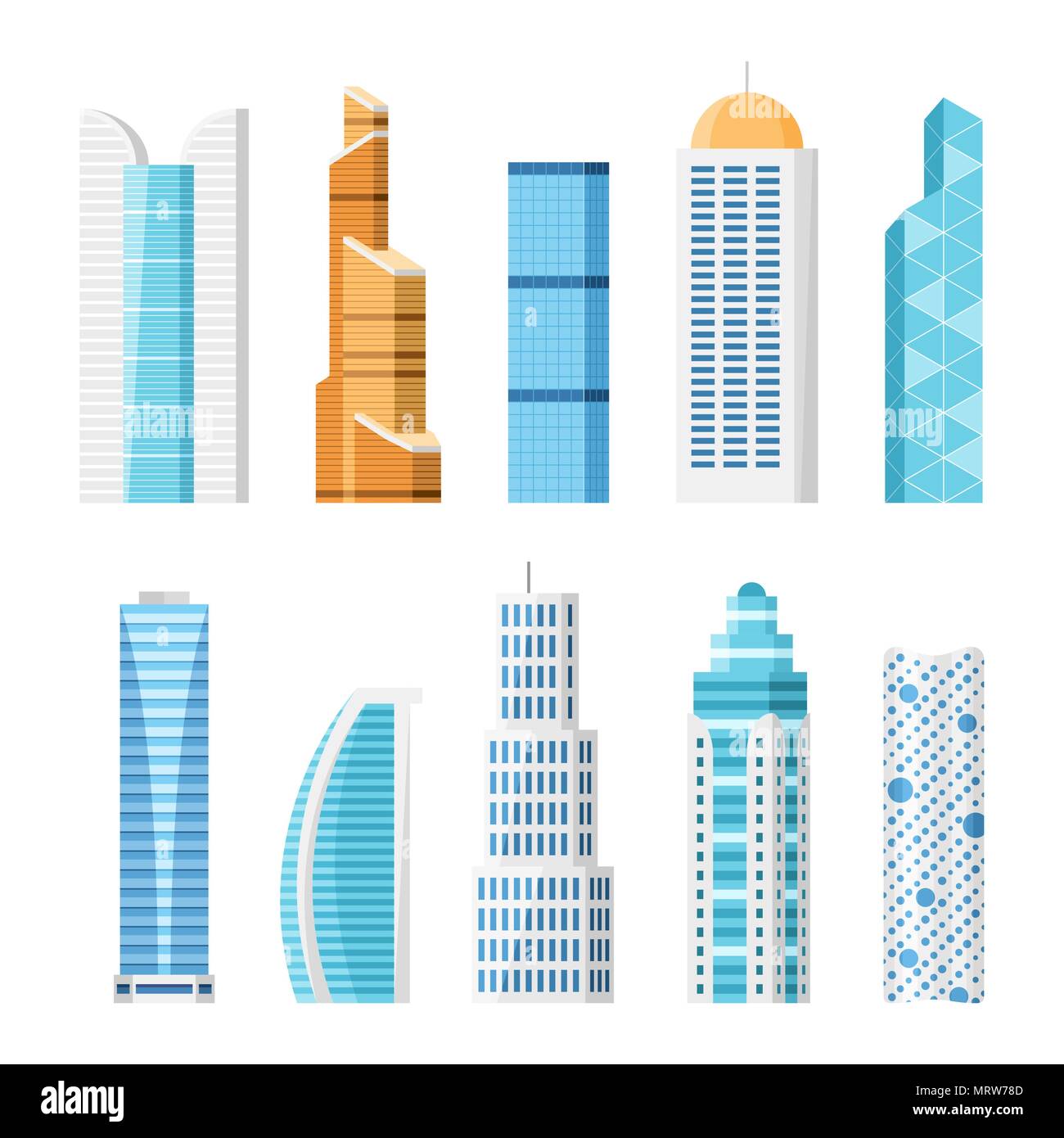City skyscrapers, isolated vector cartoon set Stock Vector Image & Art ...