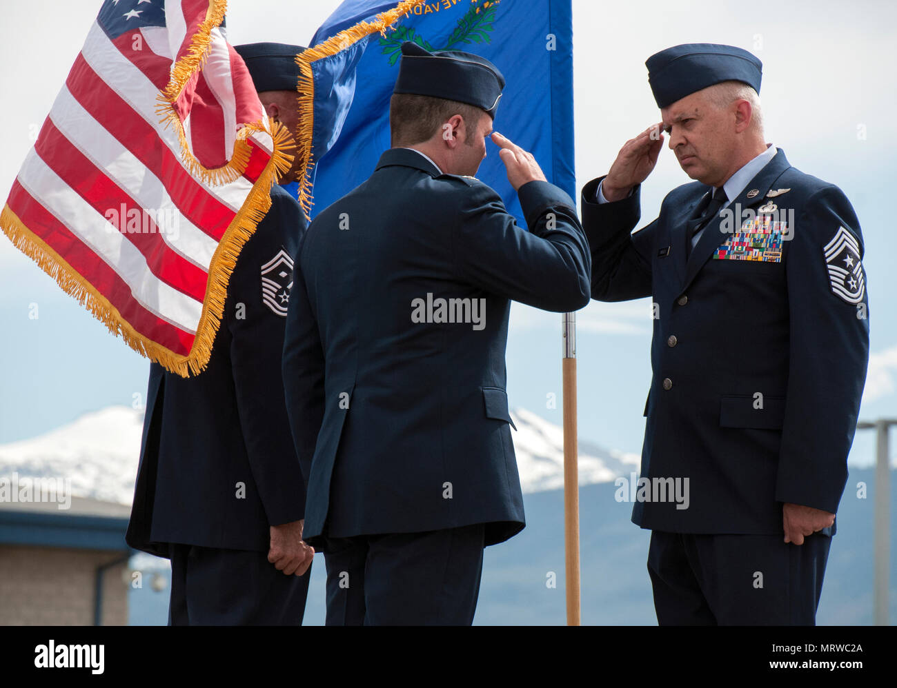 The outgoing Wing Command Chief of the 152nd Airlift in Reno Nevada ...