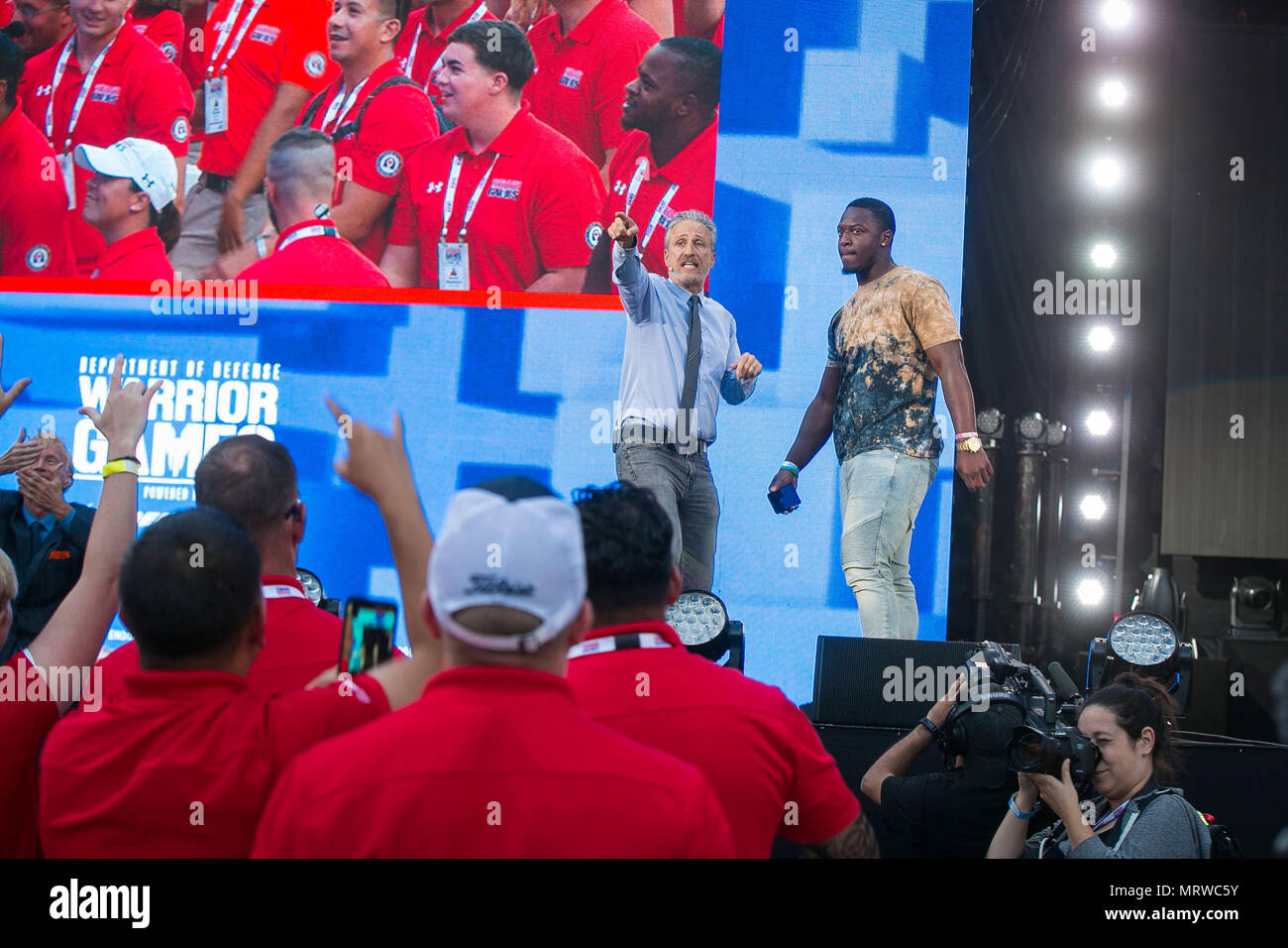 Jon Stewart and Jordan Howard speak to Team Marine Corps at the 2017 ...