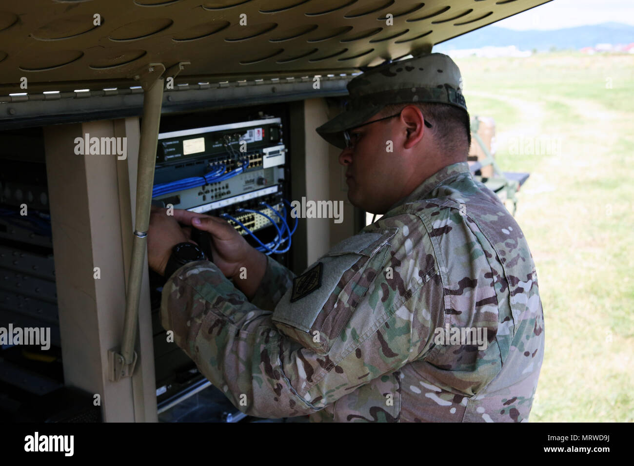 U.S. Army Sgt. Rogelio Hercules, the Network Operations noncommissioned officer in charge ...