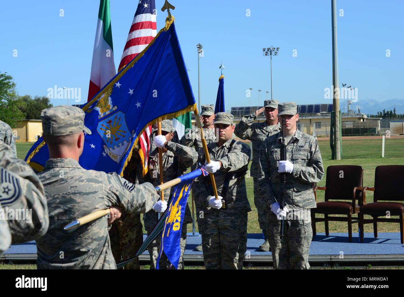 The color guard presents the Colors during the 731st Munitions Squadron ...