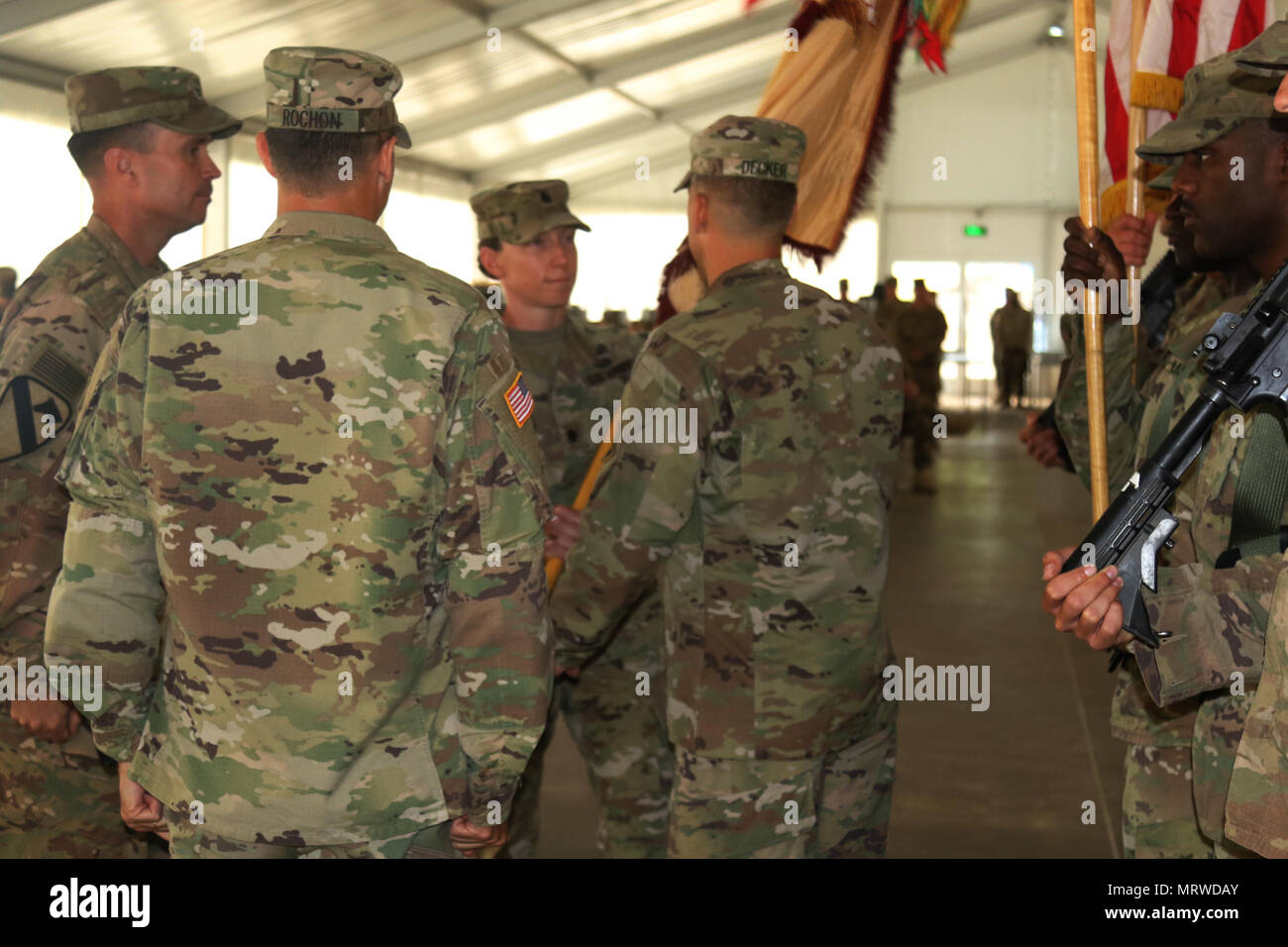 Lt. Col. Julie Maxwell, center, incoming commander of 64th Brigade Support Battalion, 3rd ...