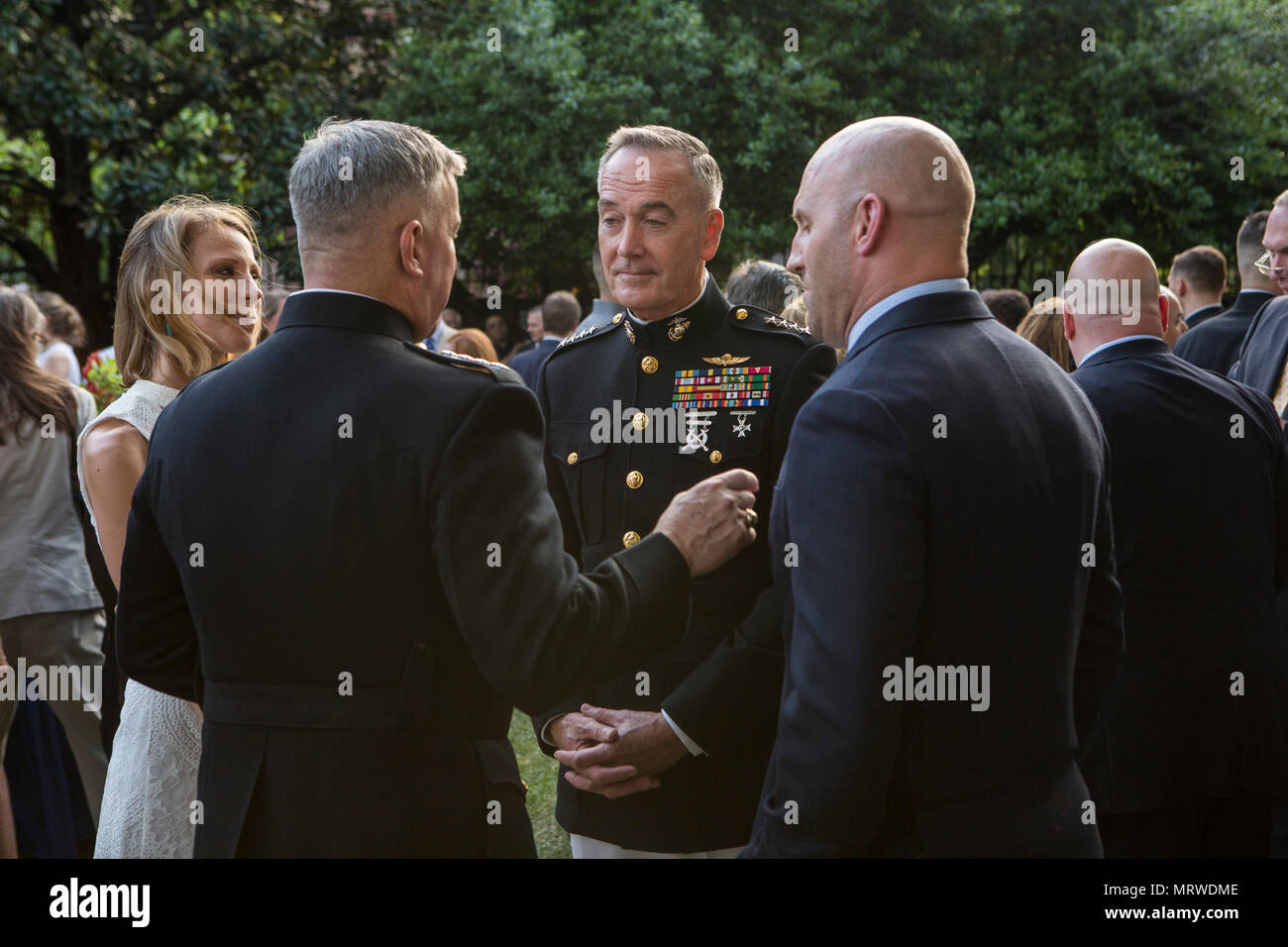 Chairman of the Joint Chiefs of Staff U.S. Marine Corps Gen. Joseph F. Dunford, Jr., speaks with ...