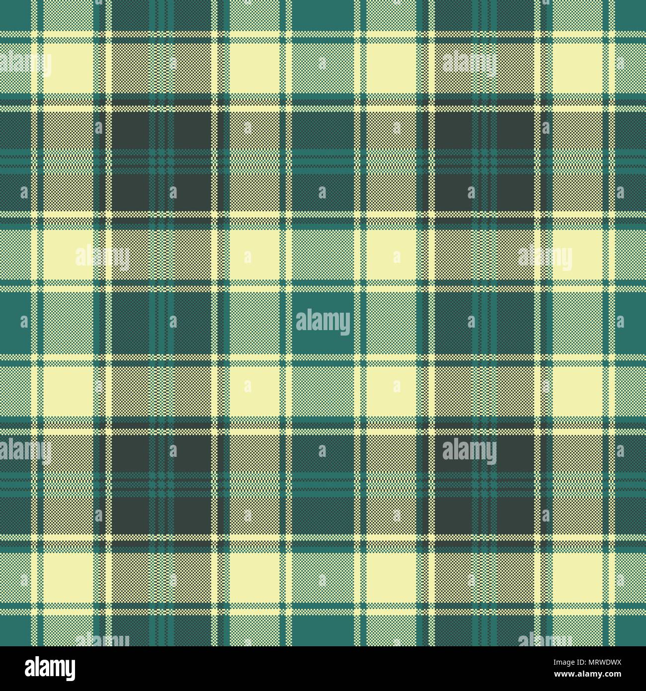 Green yellow plaid check pixel seamless pattern. Vector illustration ...