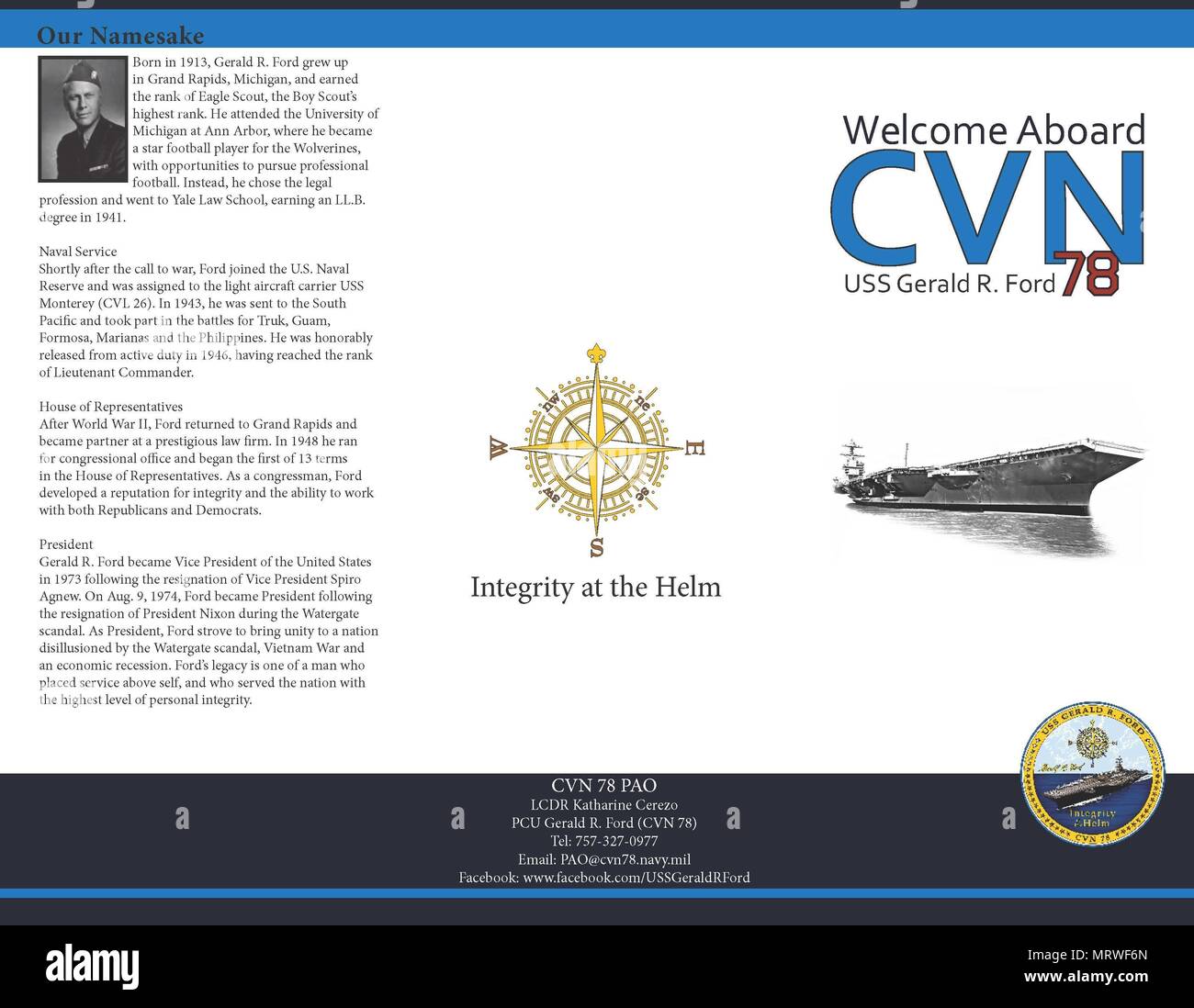 CVN 78 Information Tri-fold (cover/back Stock Photo - Alamy