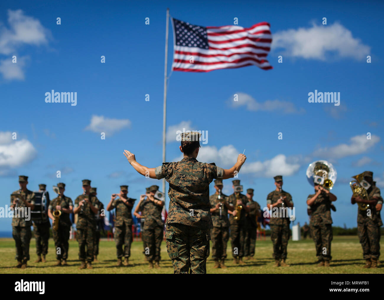 The U.S. Marine Corps Forces, Pacific Band plays during the ...