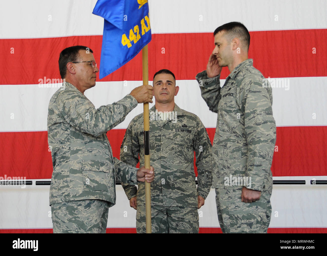 Col. James Brock, 442d Fighter Wing Maintenance Group commander, passes ...