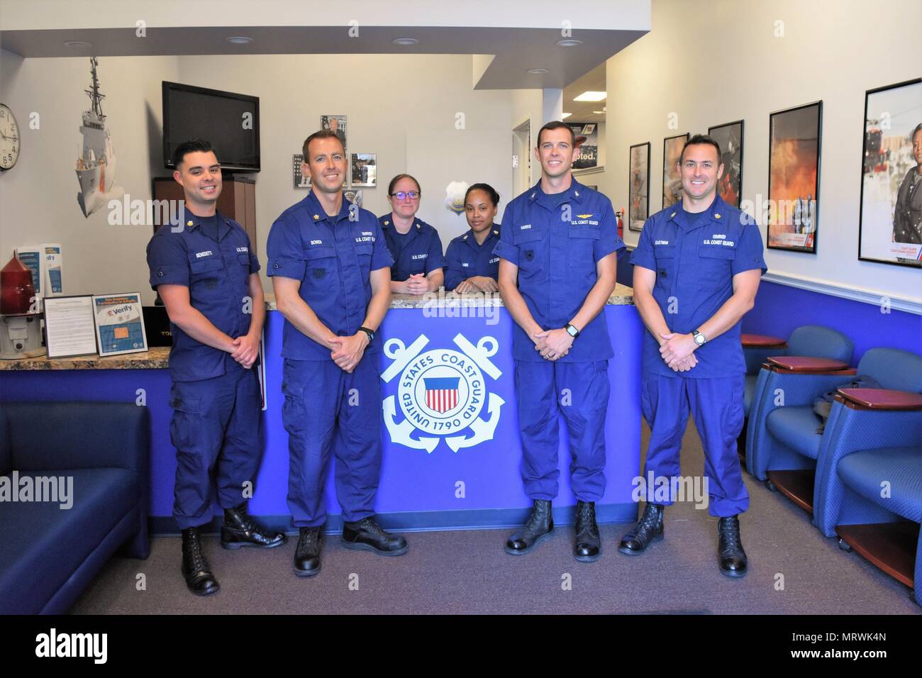 Coast Guard recruiting staff pose for a picture at the Los Angeles ...