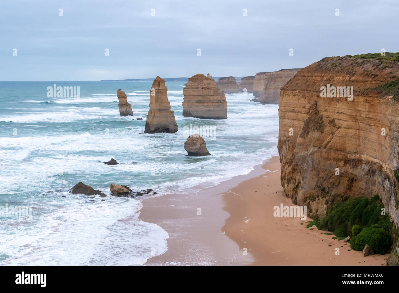 Sandstone rock stacks known as The Twelve Apostles on the Victoria ...