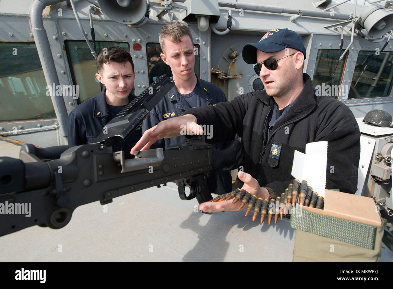 SEA OF JAPAN (April 14, 2017) Chief Gunner’s Mate Jared Ogilvie, right ...