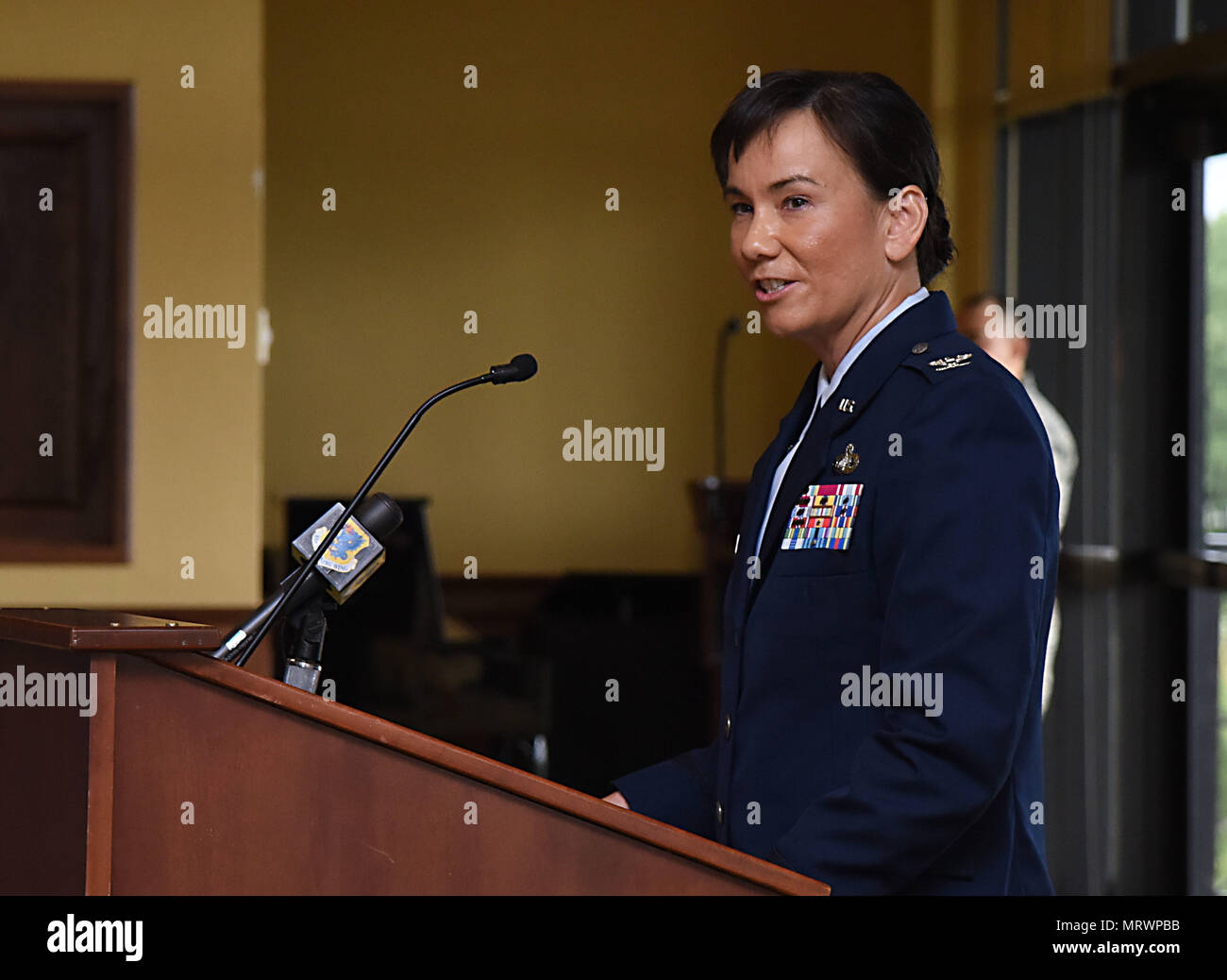 Col. Debra Lovette, 81st Training Wing commander, gives her speech ...