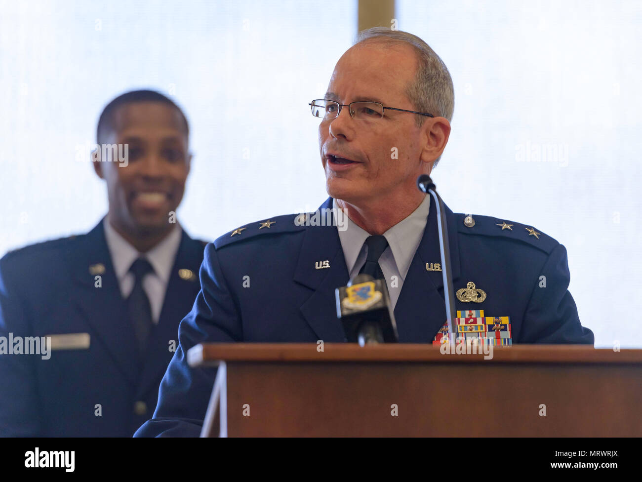 Maj. Gen. Bob LaBrutta, 2nd Air Force commander, delivers remarks ...