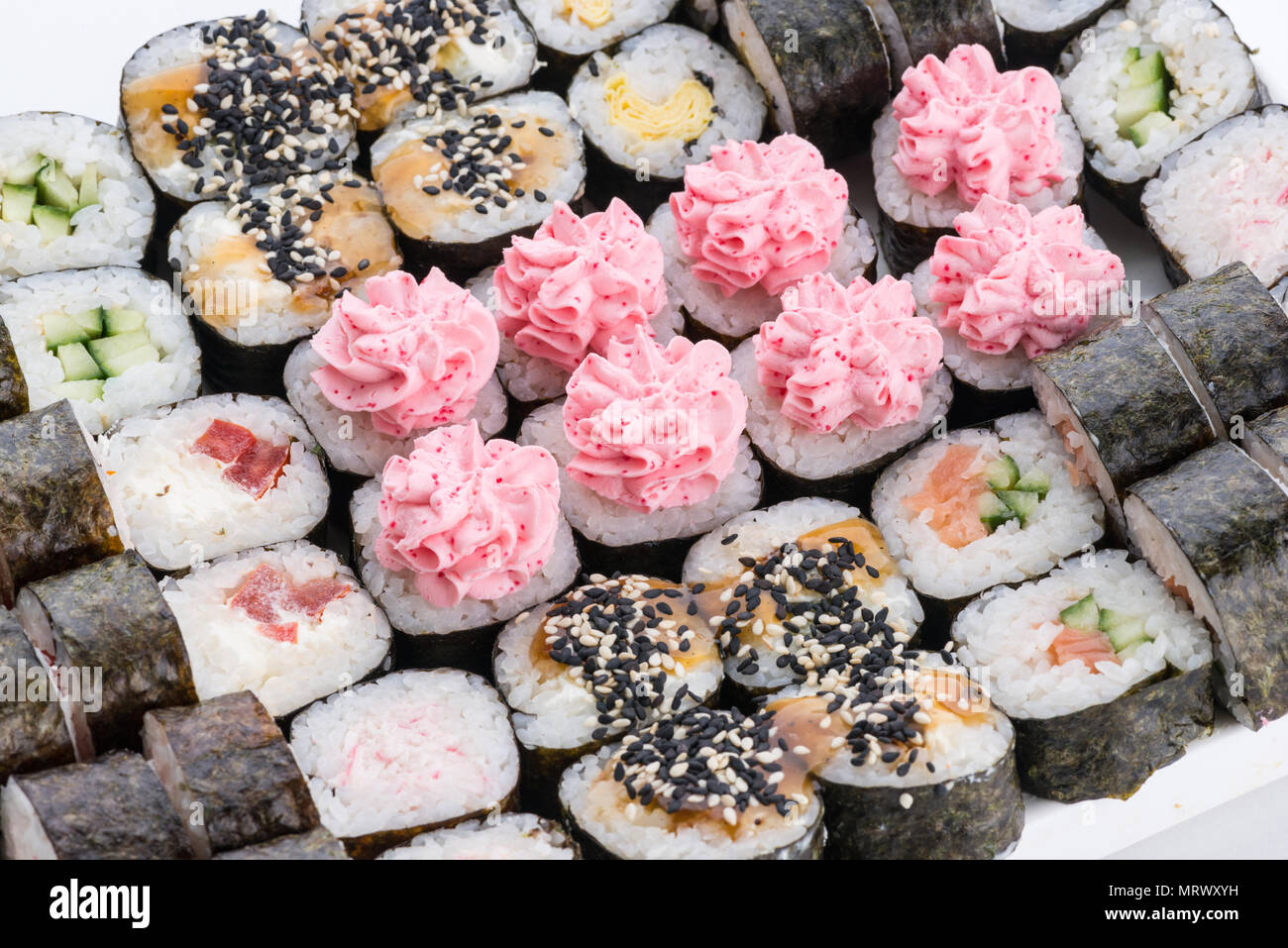 Japanese food restaurant, sushi maki gunkan roll plate or platter set ...