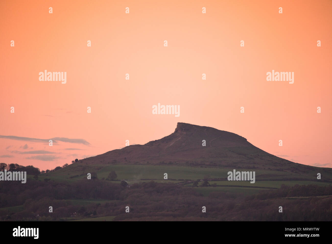 Sunset sky with Roseberry Topping near Great Ayton, North Yorkshire ...