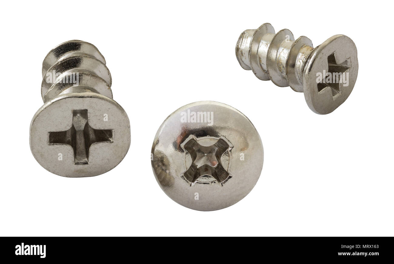 Industrial concept, new metallic screw on white background Stock Photo ...