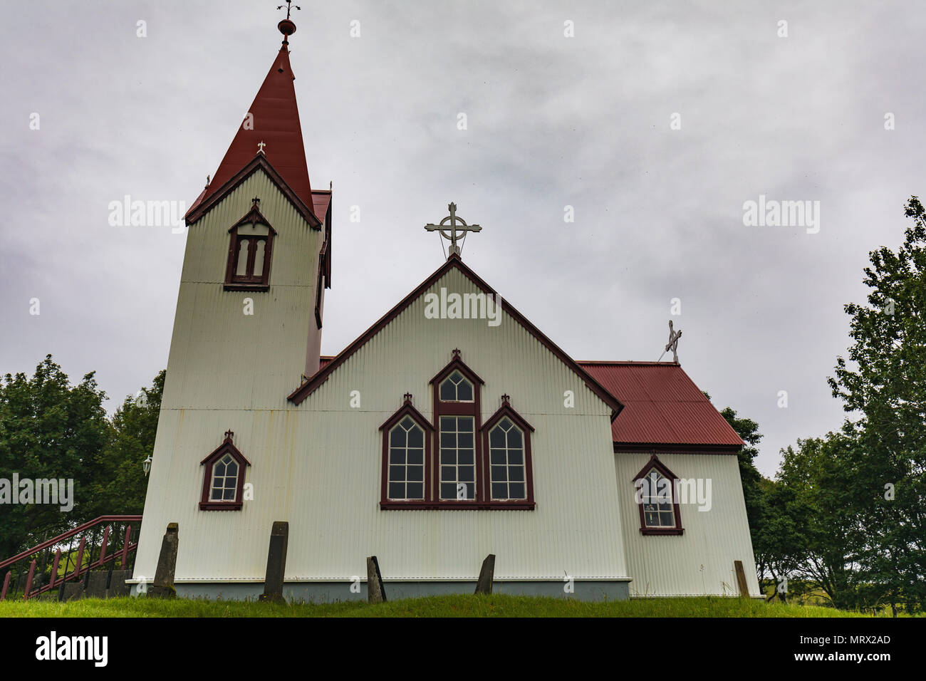 Beautiful colorful church on iceland in summer europe Stock Photo - Alamy