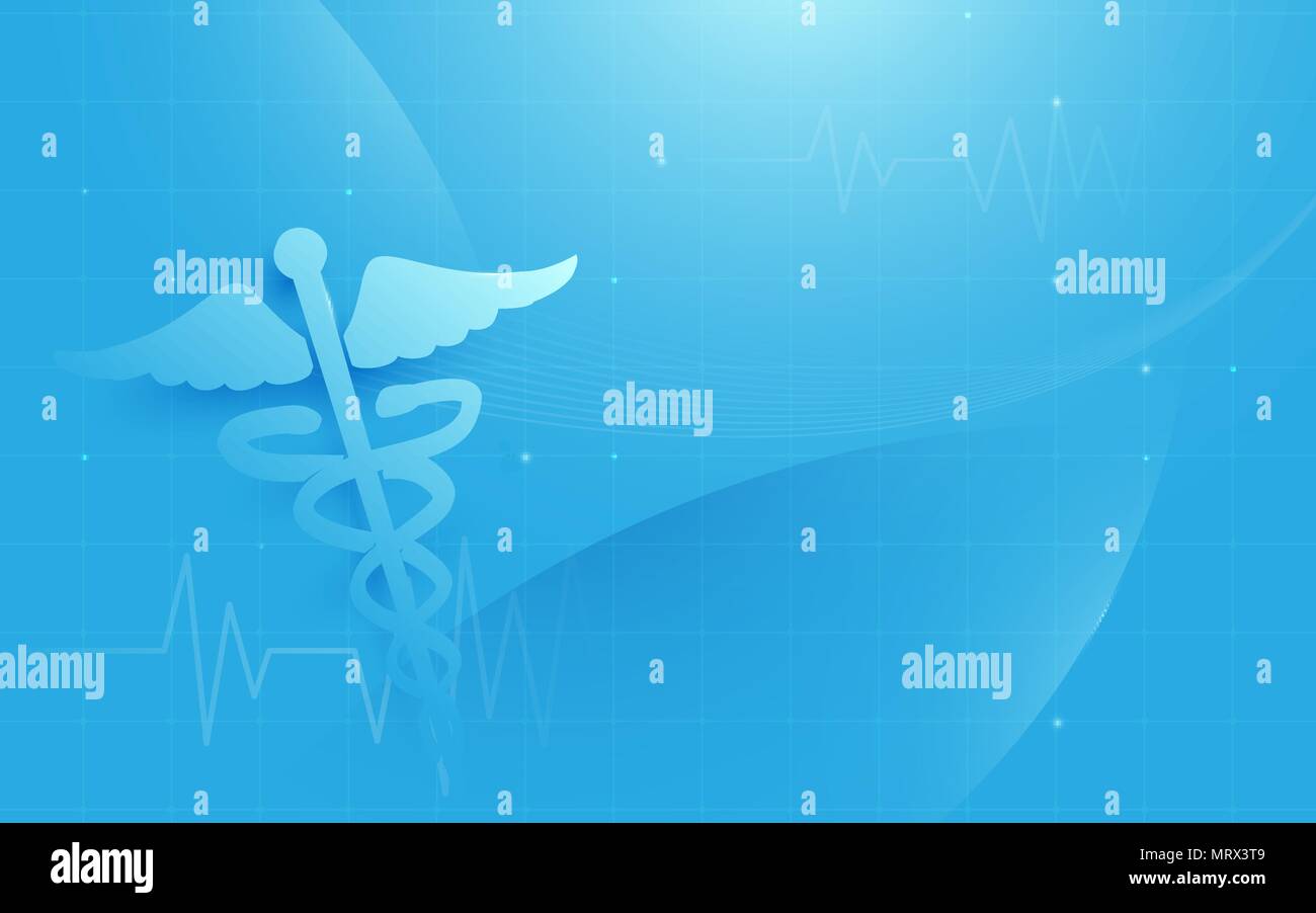 Caduceus symbol and Abstract geometric on blue background Stock Vector ...