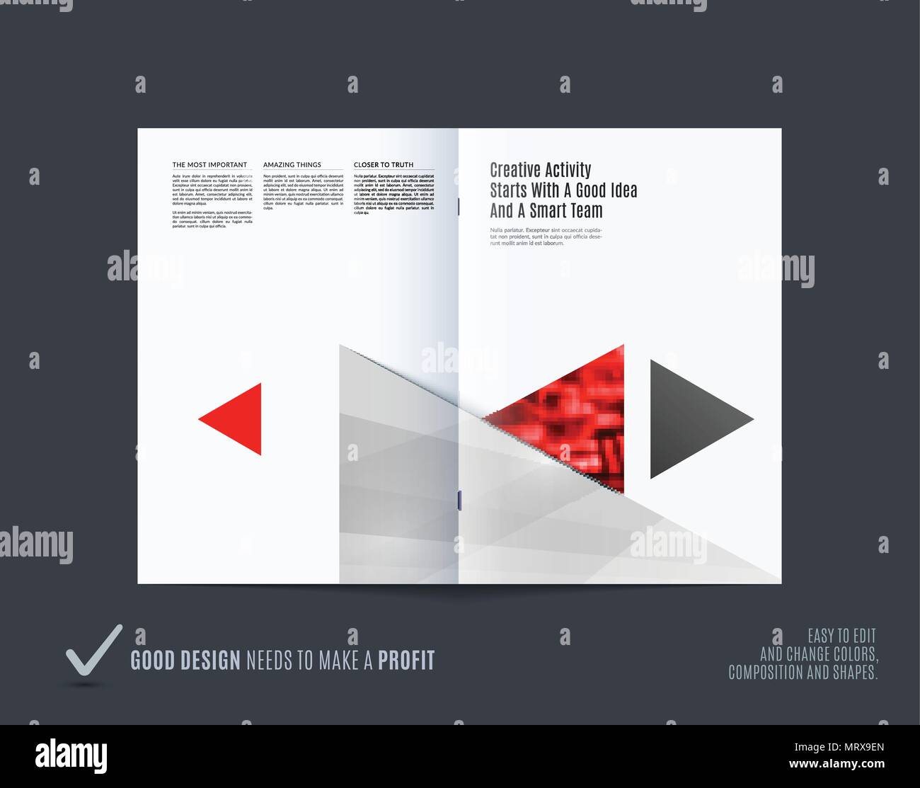 Abstract double-page brochure material design style with colourful ...