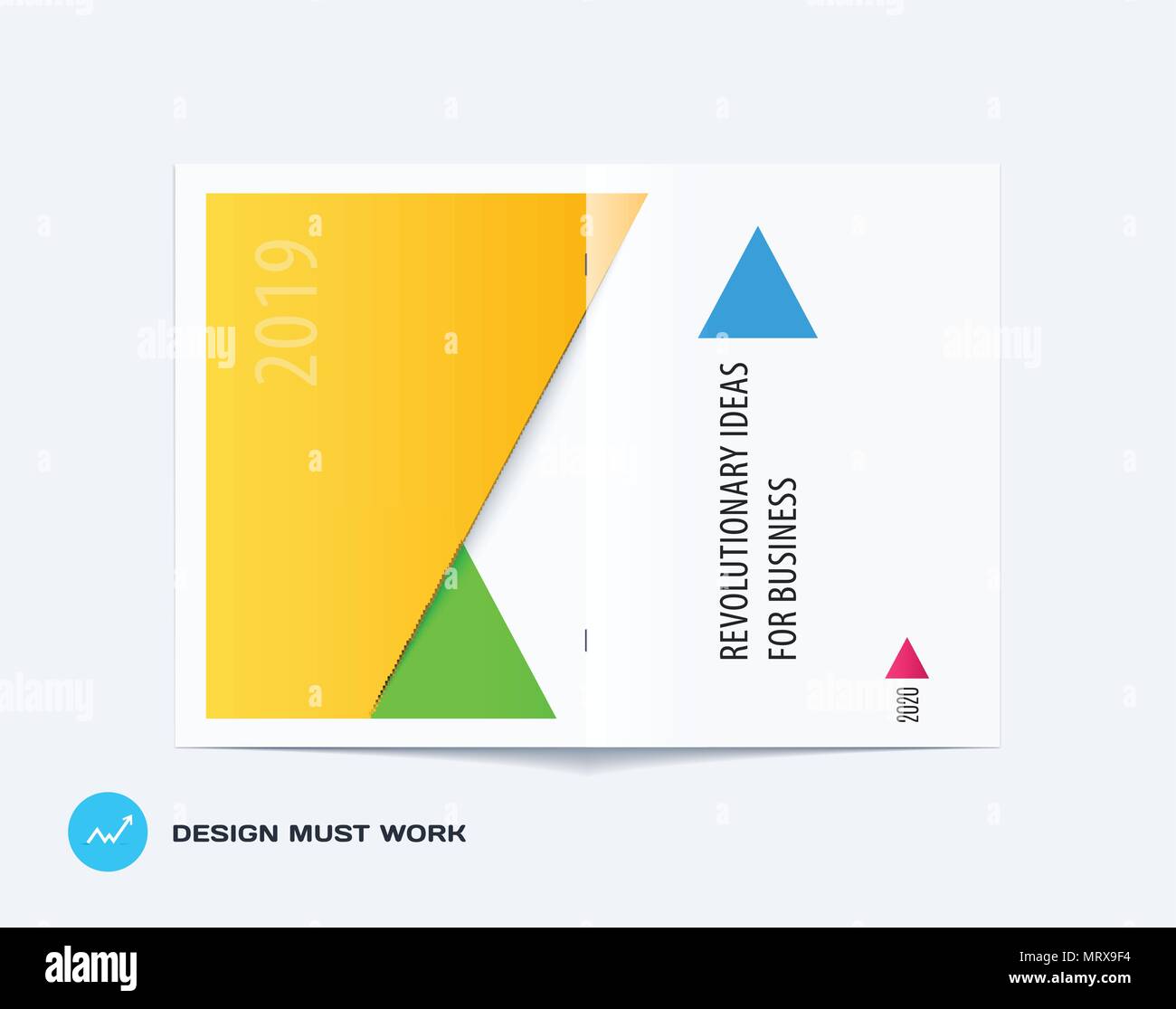 Abstract double-page brochure material design style with colourful ...