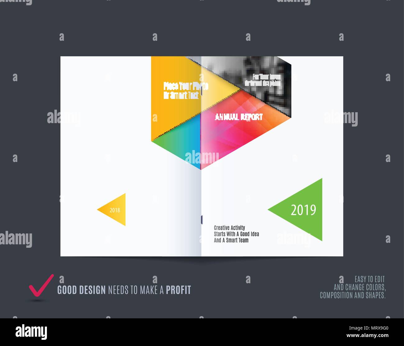 Abstract double-page brochure material design style with colourful ...