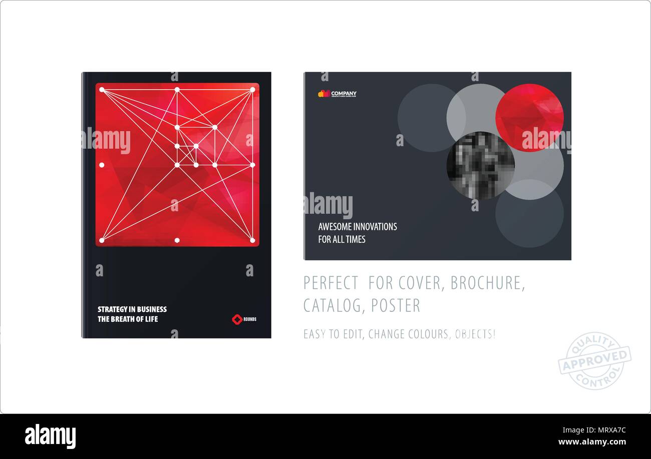 Brochure design round template. Colourful modern abstract set, annual ...