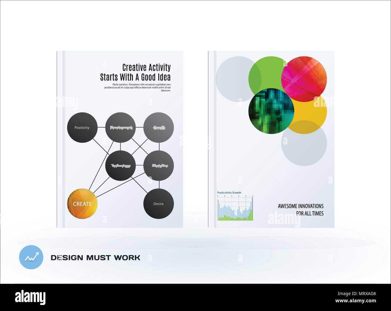 Brochure design round template. Colourful modern abstract set, annual ...