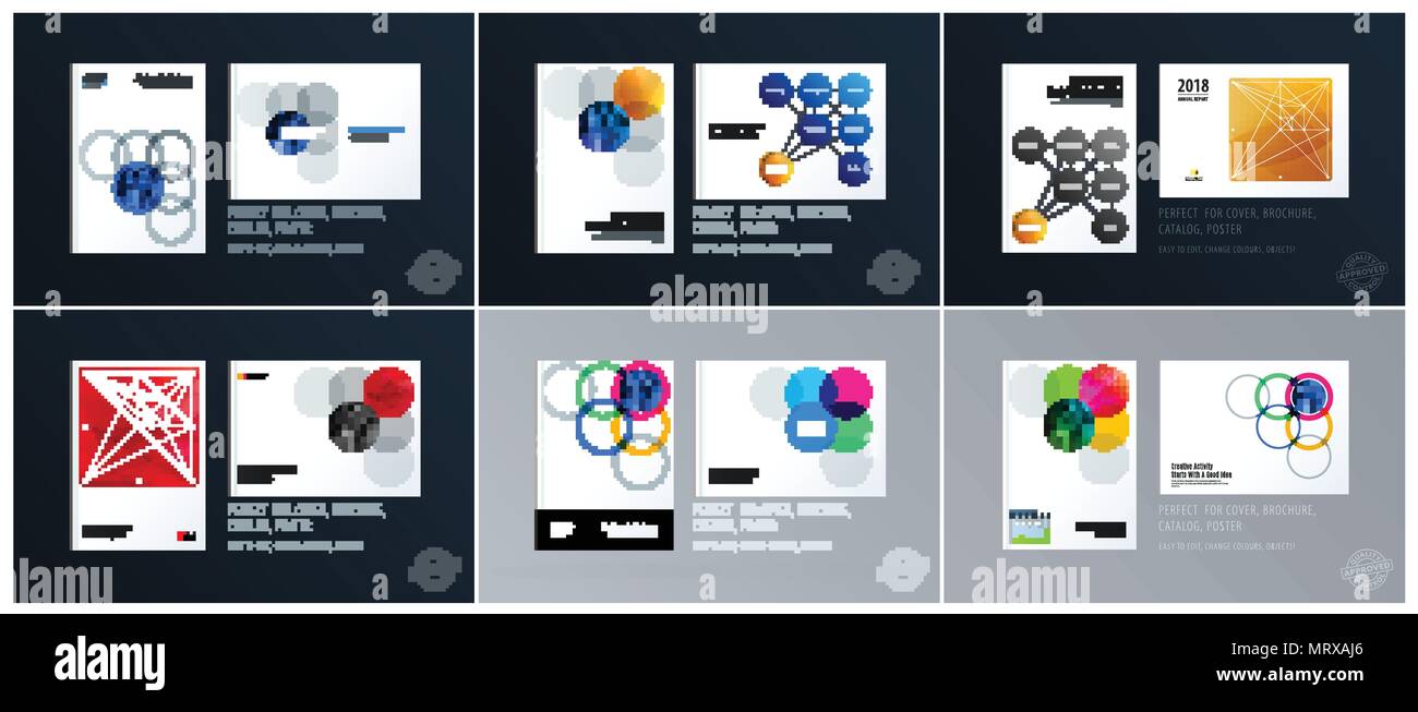 Brochure design round template. Colourful modern abstract set, annual ...