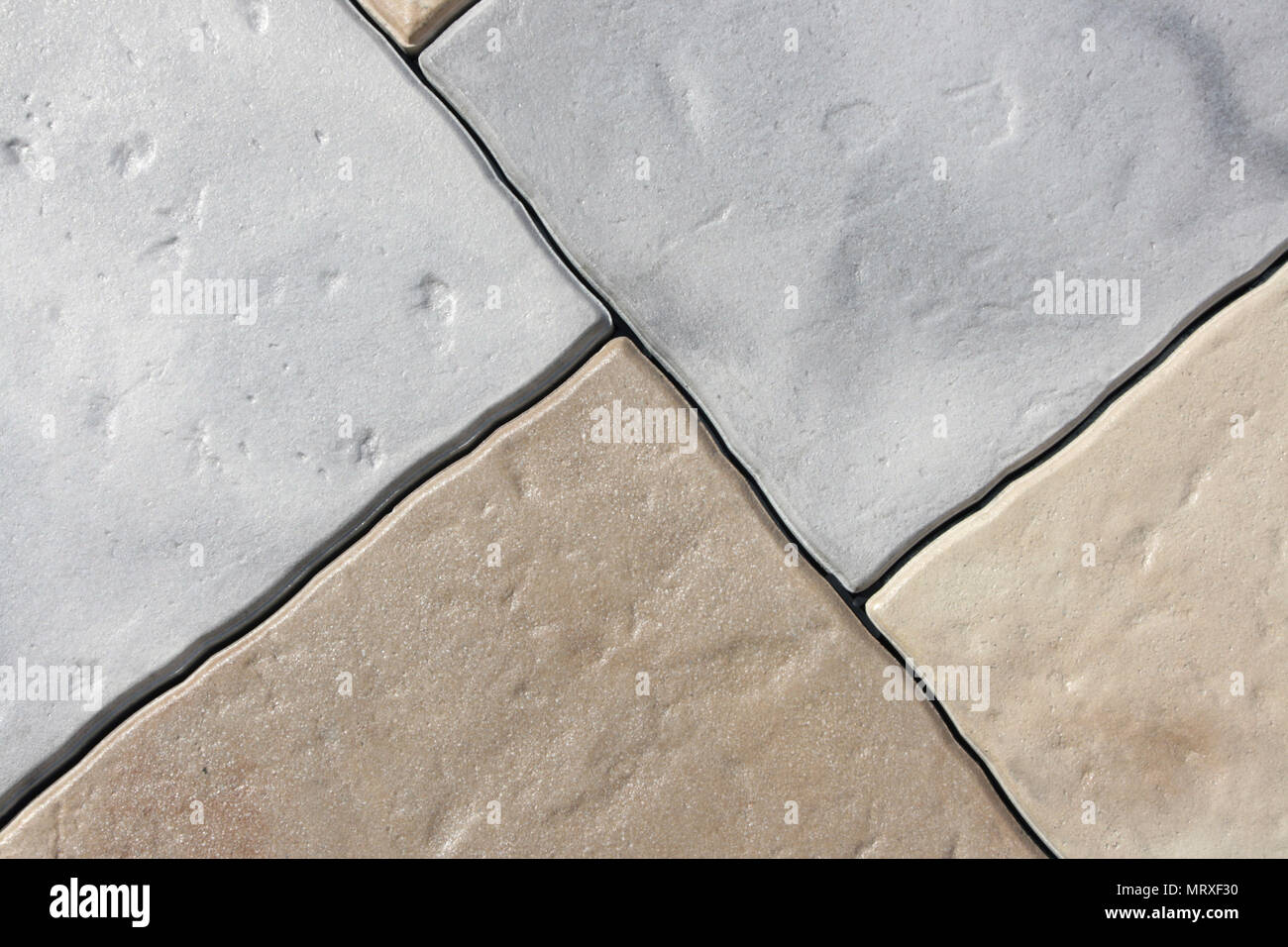 Vintage tiles light gray and light brown with uneven edges Stock Photo ...