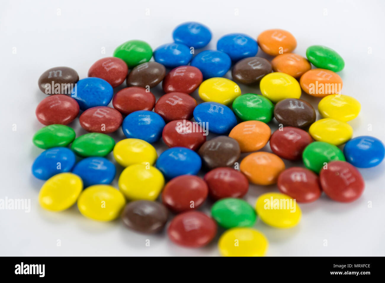 M&M's Skittles on a white background Stock Photo - Alamy
