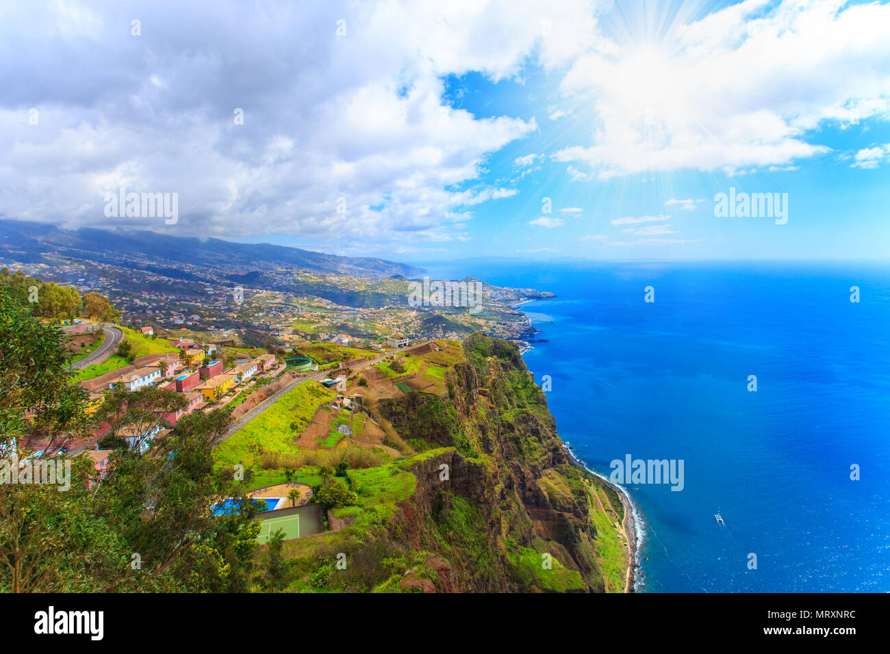 Beautiful panorama over Madeira island from Cabo Girao view point in ...