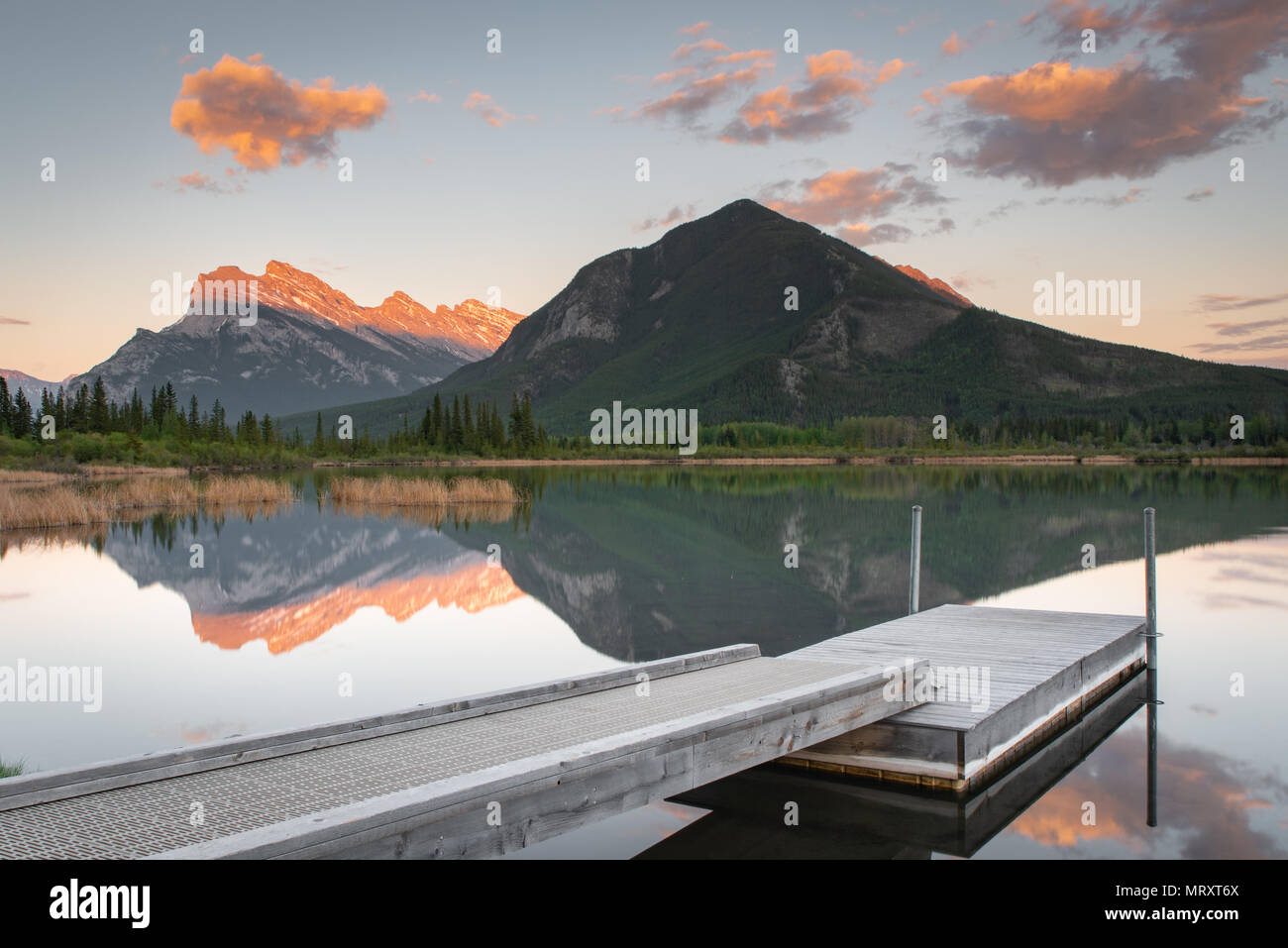 Sunset at Vermillion Lakes, Banff National Park Stock Photo - Alamy