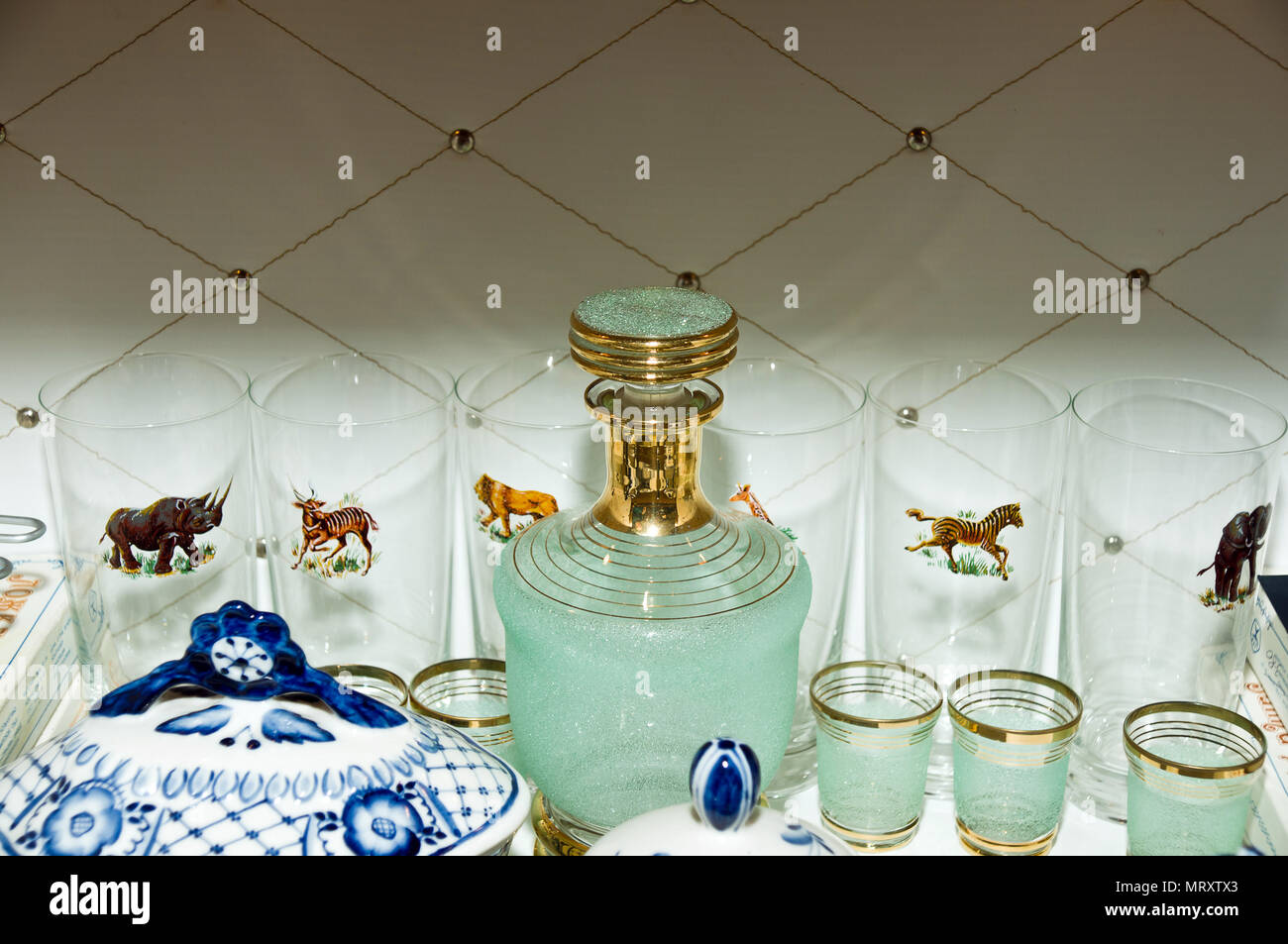 Old soviet crystal glass, closeup view of retro things, Moscow Stock ...