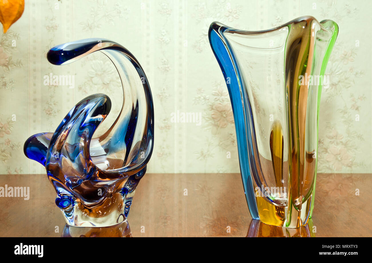 Old soviet crystal glass, closeup view of retro things, Moscow Stock ...