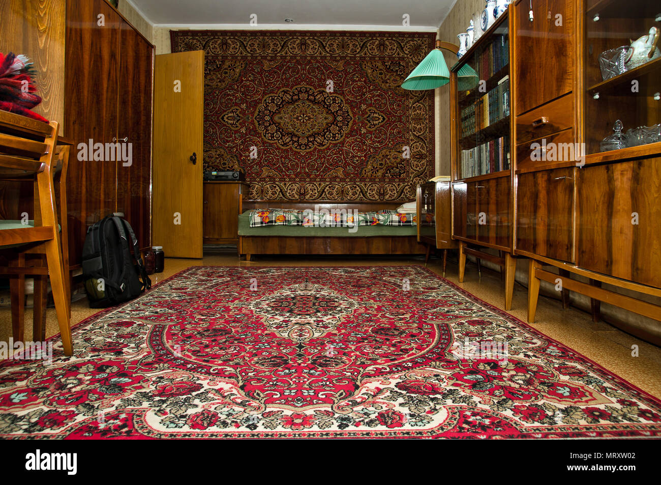 Vintage soviet room interior, typical flat in Moscow, Russia Stock ...