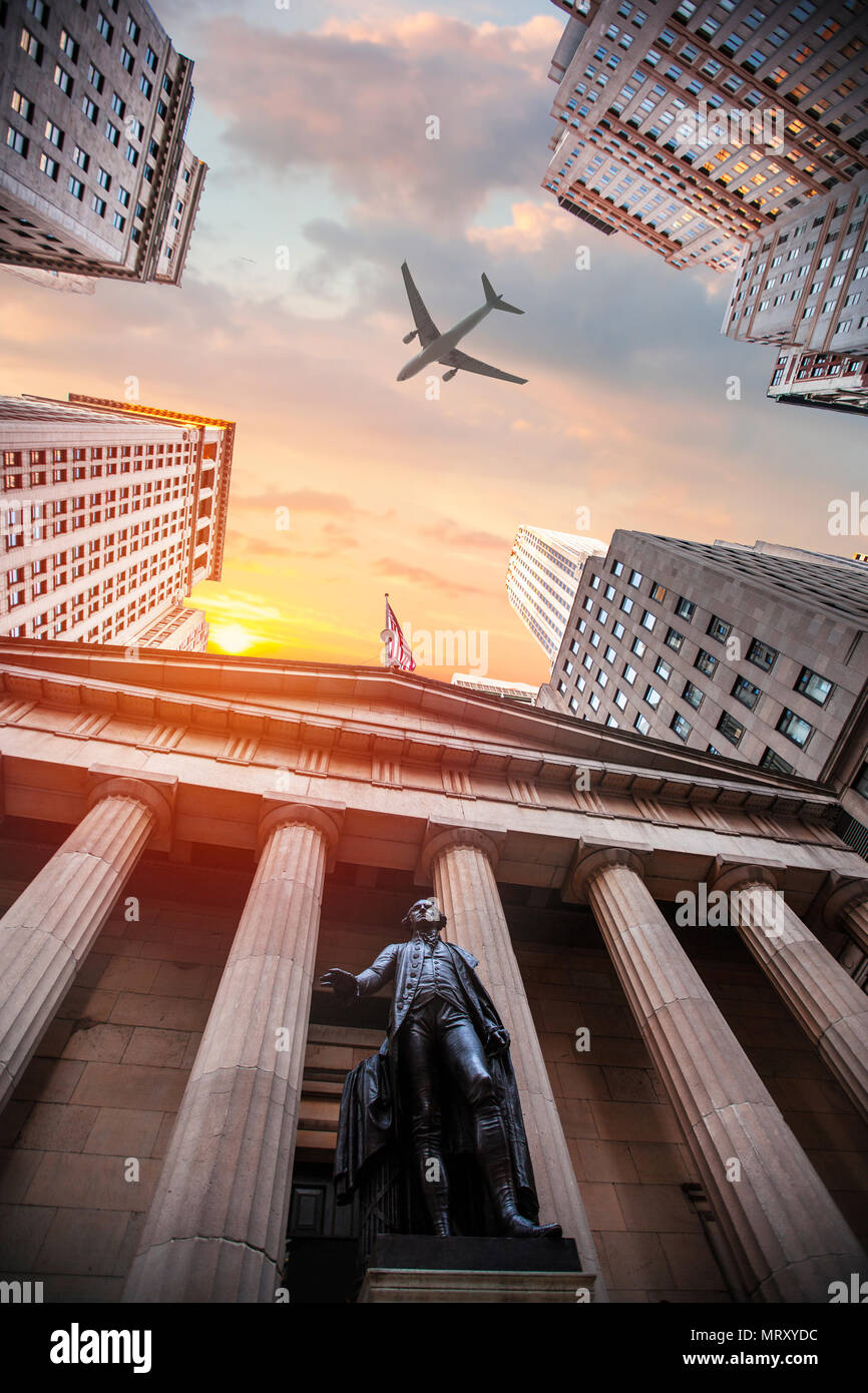 Airplane Flying Over City