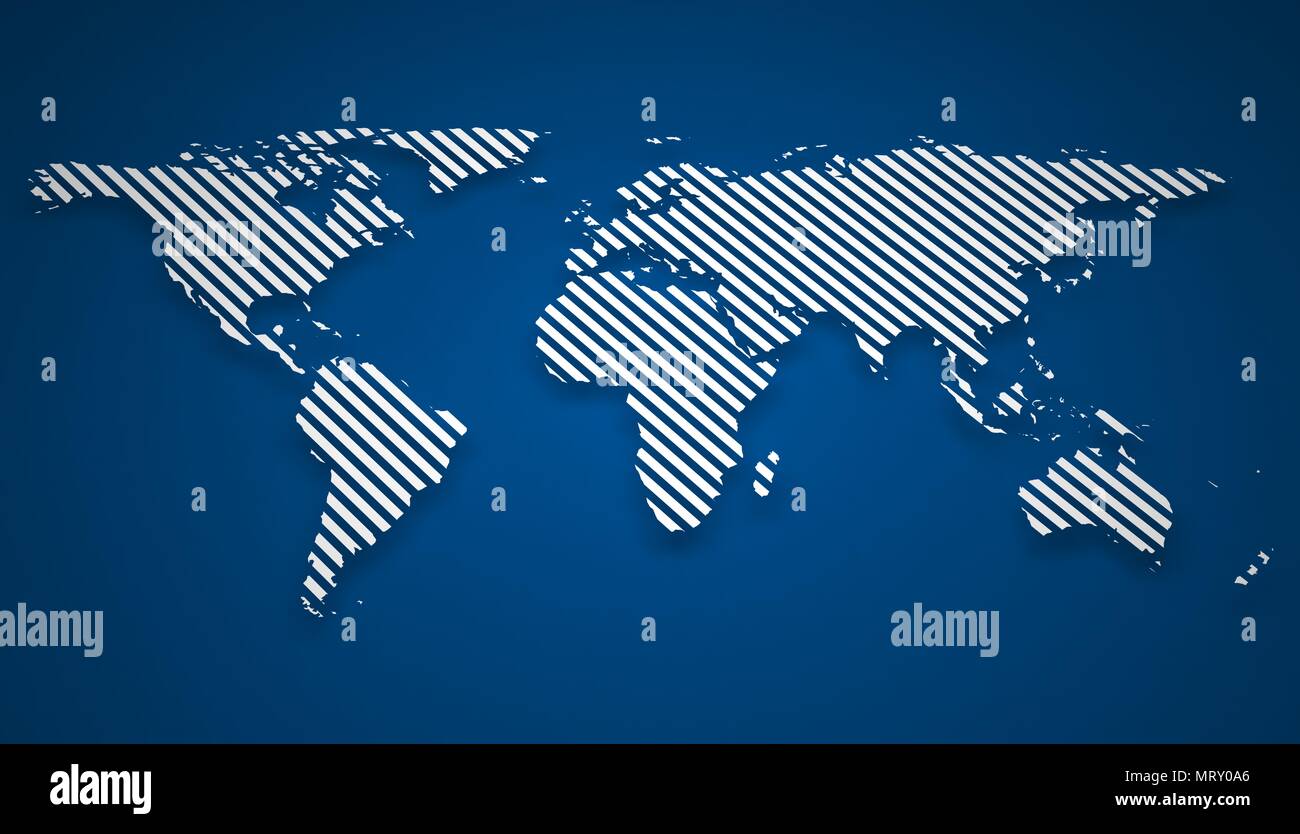Abstract world map on blue background. 3d illustration Stock Photo - Alamy