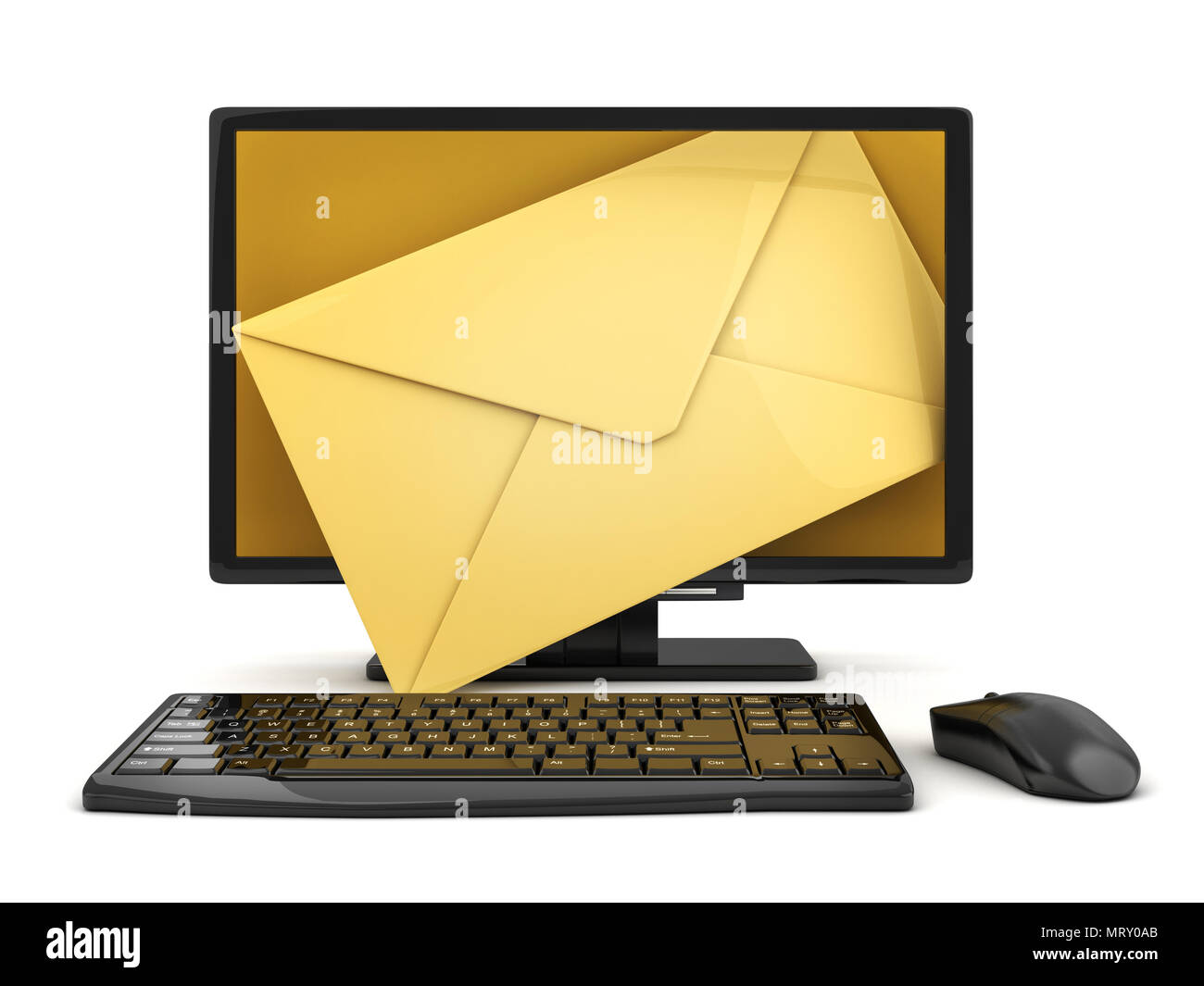 Computer and envelope e-mail. 3d illustration Stock Photo - Alamy