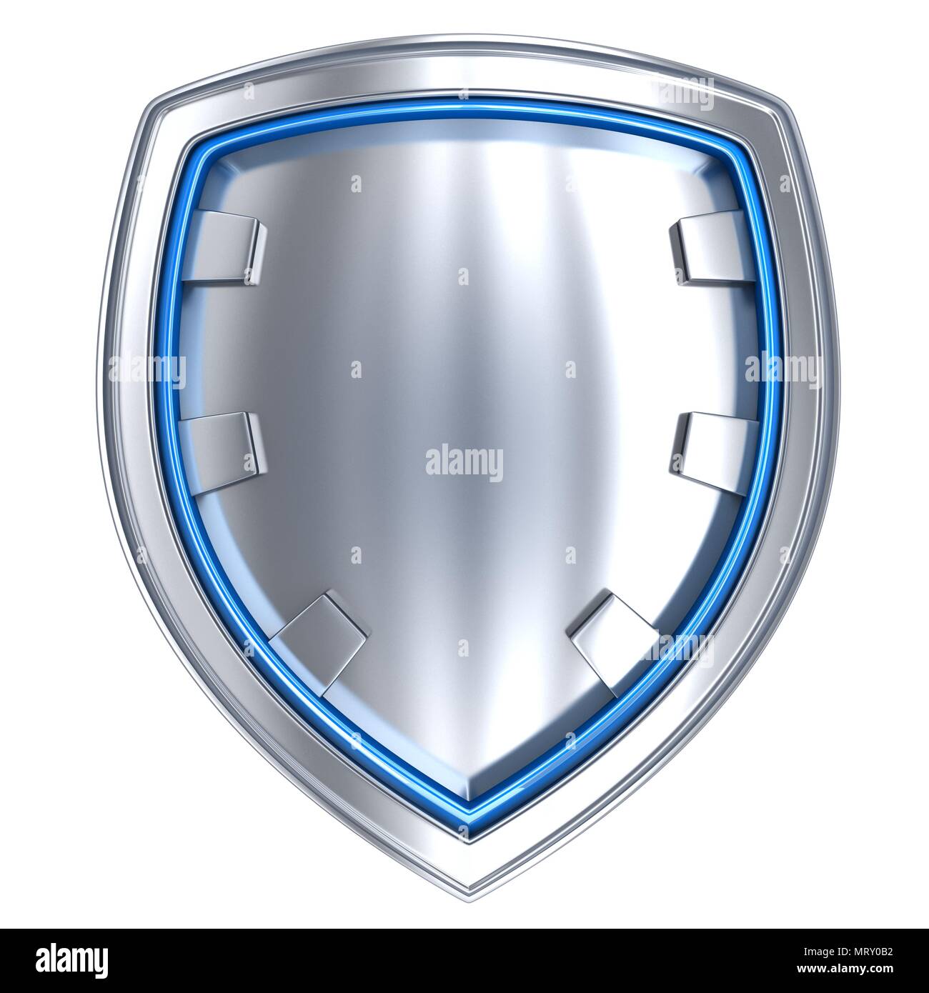 Steel shield only, isolated. Protection symbol. 3d illustration Stock ...