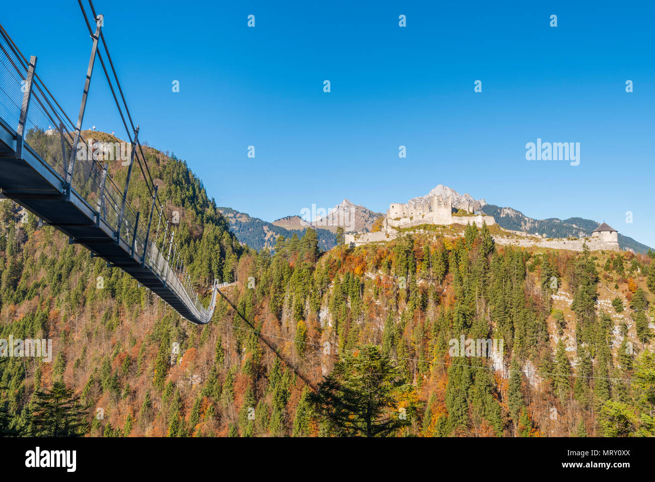 Reutte, Tyrol, Austria, Europe. Ehrenberg Castle and the Highline 179 ...