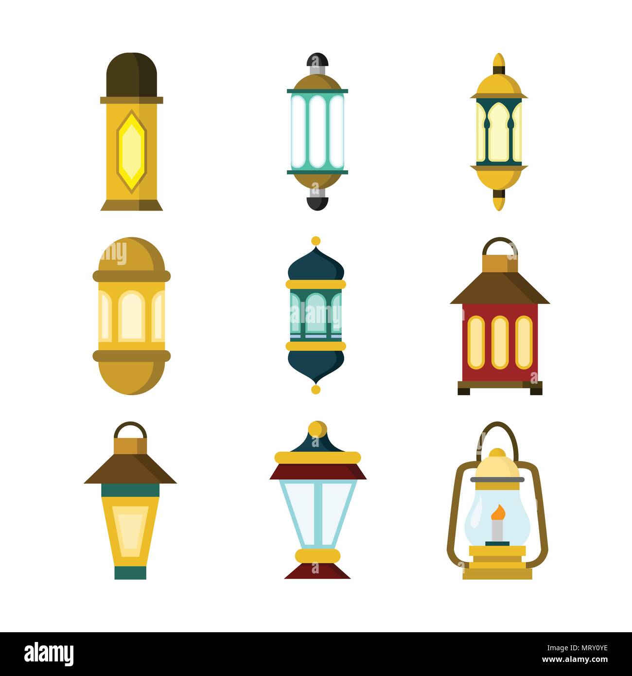 Various Hanging Lantern Vector Illustration Graphic Design Set Stock ...