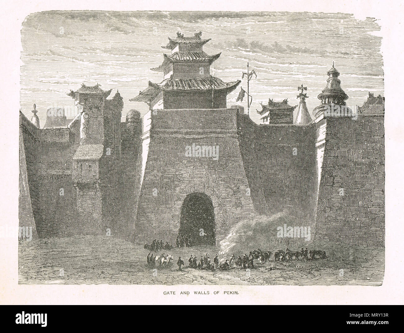 A 19th Century view of the gate and walls of Beijing, China (now ...